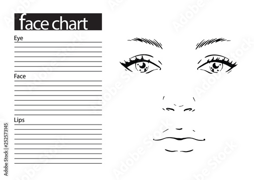 Face chart Makeup Artist Blank. Template. Vector illustration. - Buy ...
