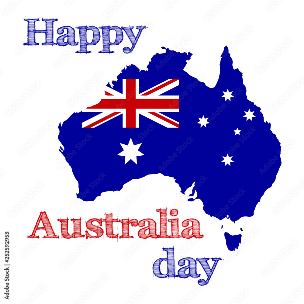 Happy Australia day concept and template. 26 january - national ...