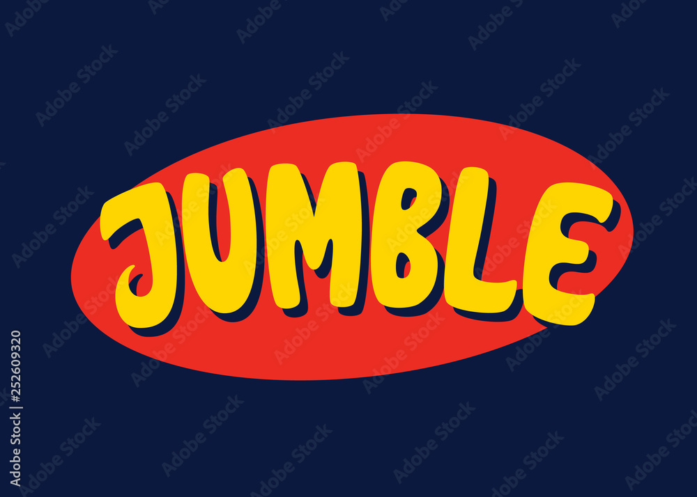 Jumble vector lettering. Handwritten text label. Freehand typography ...