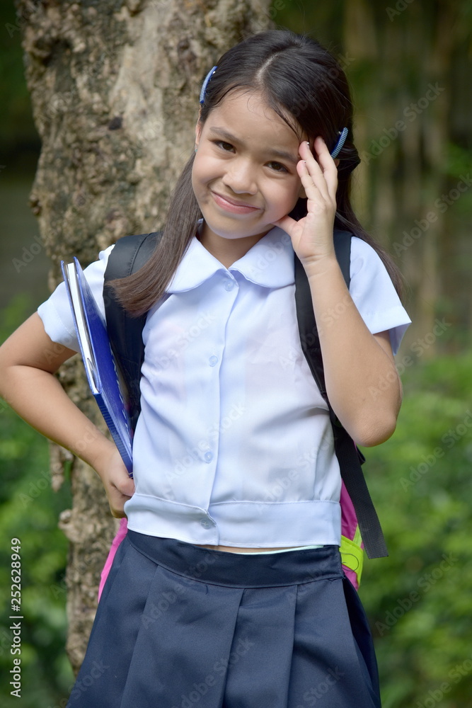Filipina Child Girl Student Wondering Stock Photo | Adobe Stock