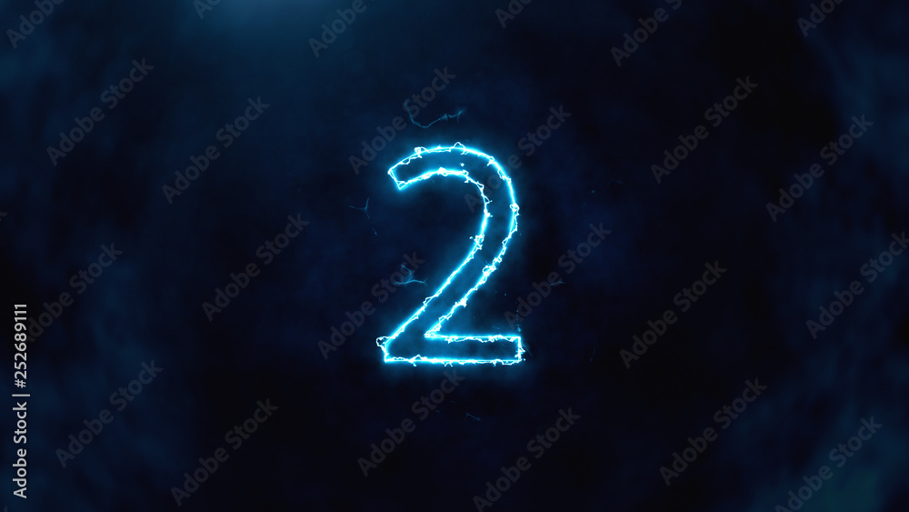 Electric and Futuristic 3D Illustration counter counting down from ten ...