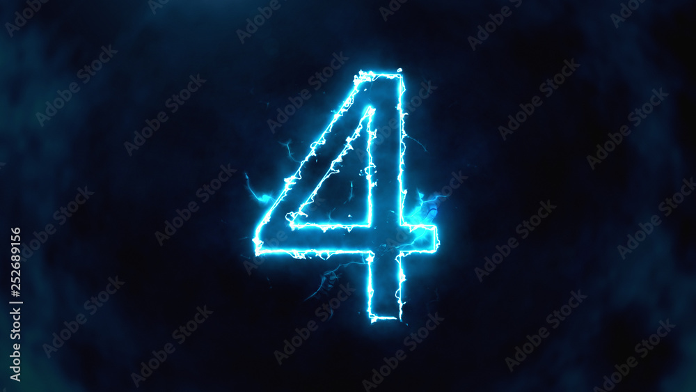 Electric and Futuristic 3D Illustration counter counting down from ten ...