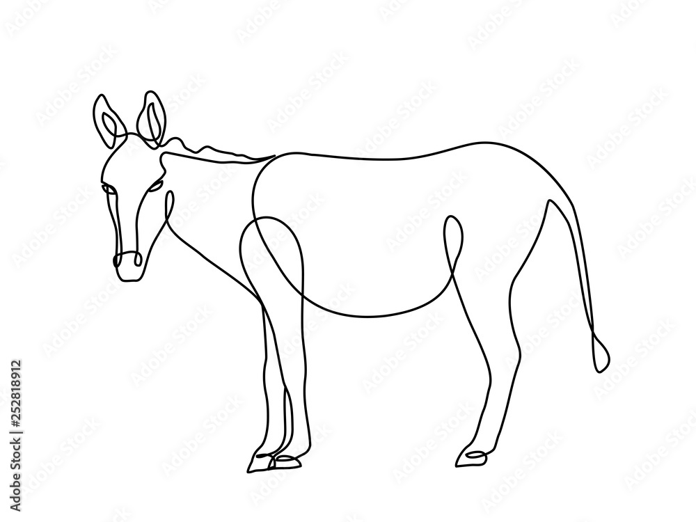 donkey one line drawing Stock Illustration | Adobe Stock