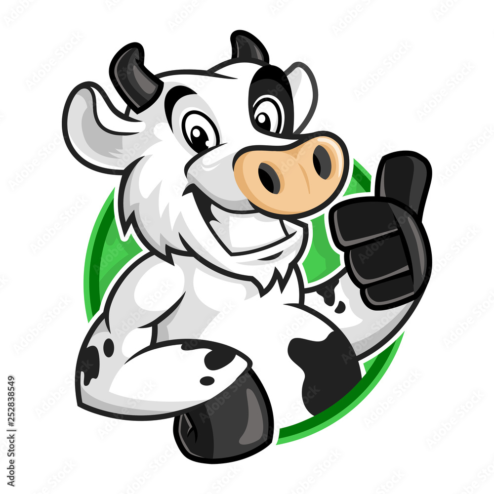 Vector de Stock Cow mascot logo, vector of cow character for logo ...