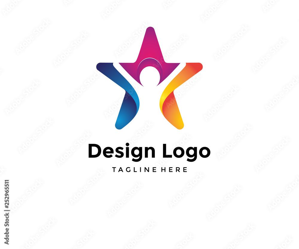 Vector logo design,star and people icon Stock Vector | Adobe Stock