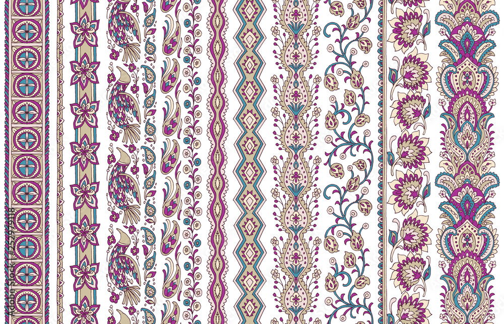 Paisley Style : Border Set Stock Illustration | Adobe Stock