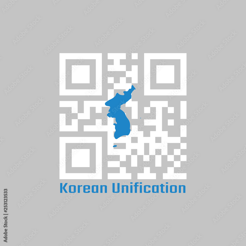 QR code set the color of white and blue South Korea Korean Peninsula ...