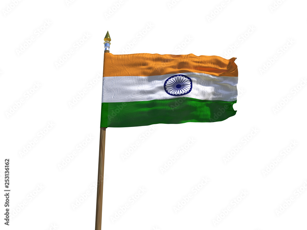India flag Isolated Silk waving flag of Republic of India made ...