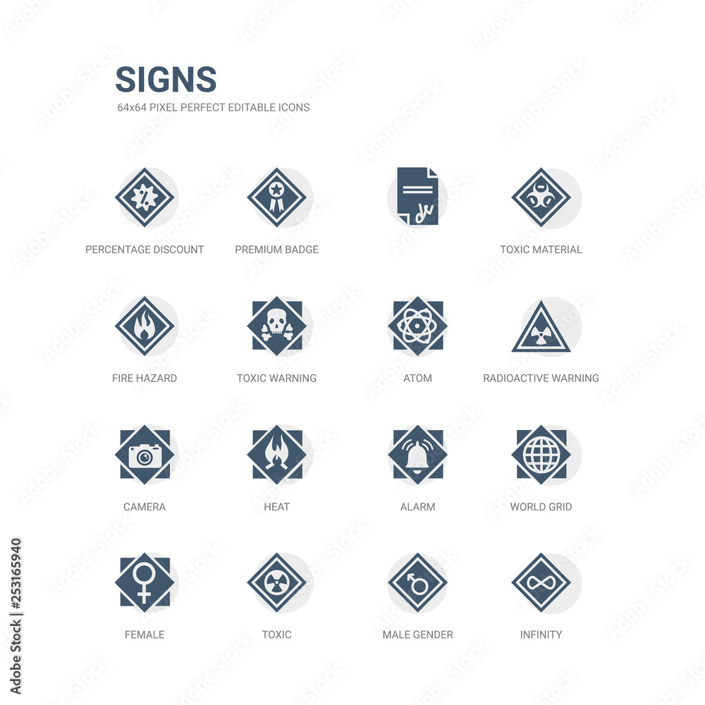 simple set of icons such as infinity, male gender, toxic, female, world ...