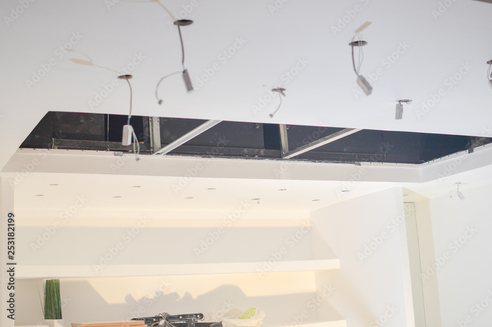 Stock-Foto „Electric sockets light works mounting and installation on ...