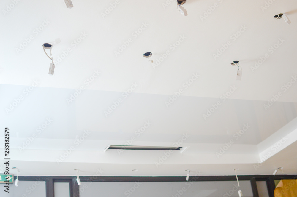 Electric sockets light works mounting and installation on plaster wall ...