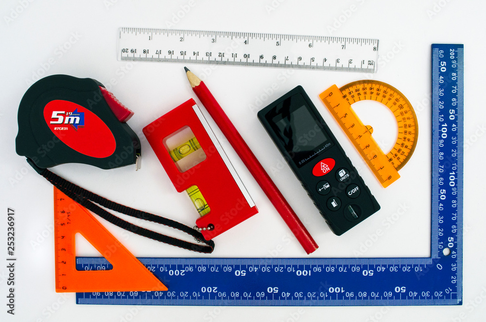 tools for measuring dimensions and angles Stock Photo | Adobe Stock