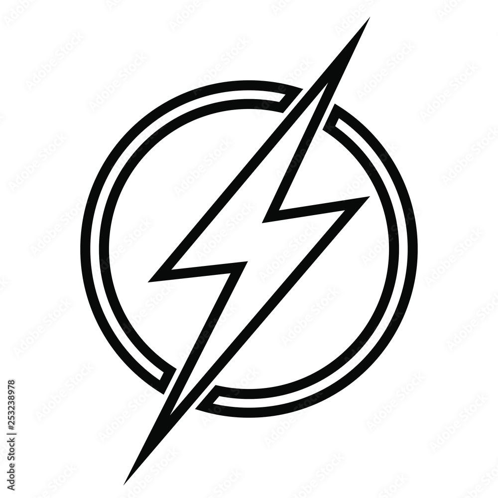 Lightning icon illustration, electric power vector logo design element ...