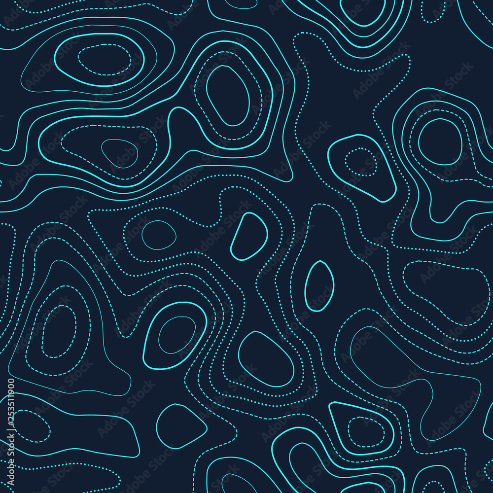 Topographic map lines. Actual topography map. Futuristic seamless ...