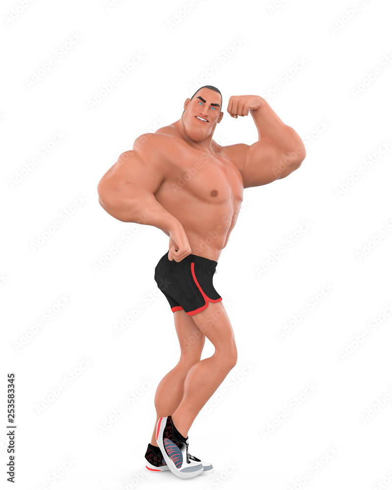 muscle man cartoon in an white background Stock Illustration | Adobe Stock