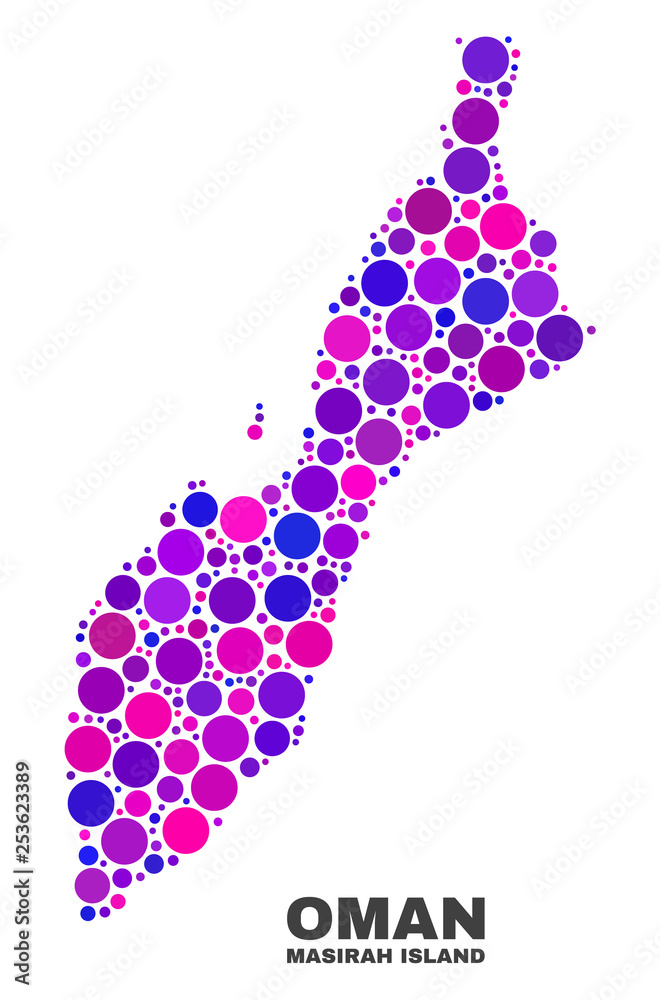 Mosaic Masirah Island map isolated on a white background. Vector ...