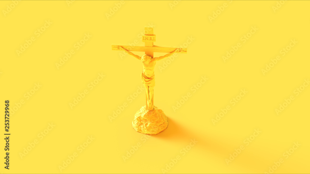 Illustration Stock Yellow Jesus Christ on the Cross with a Crown of ...