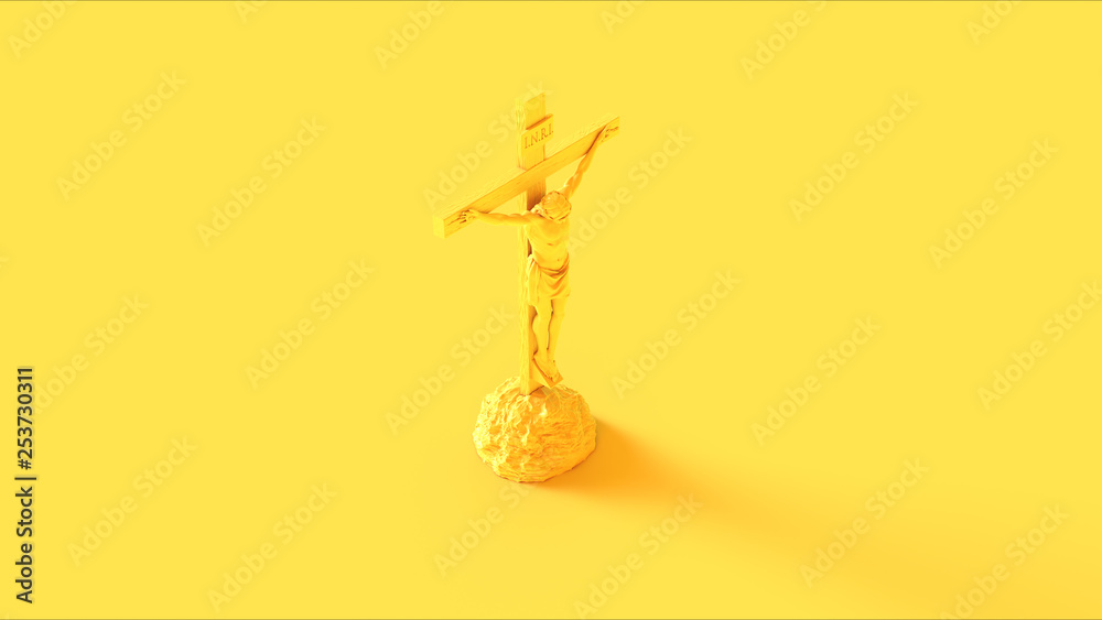 Yellow Jesus Christ on the Cross with a Crown of Thorns Jesus of ...
