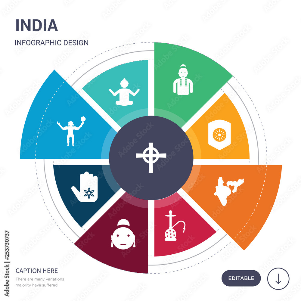 set of 9 simple india vector icons. contains such as gnostic, guru ...