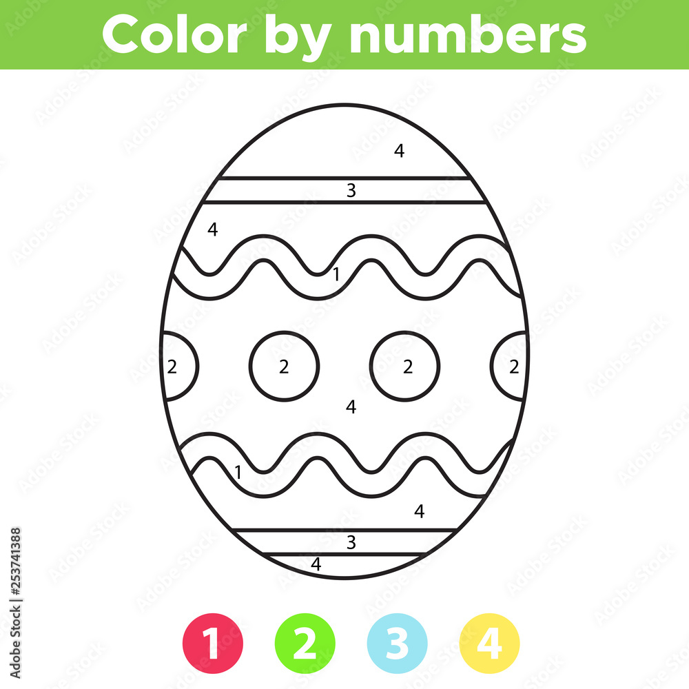 Color by number for preschool and school kids. Coloring page or book ...
