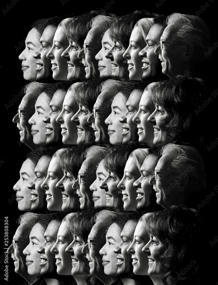 Foto Group of 5 different people in a row do Stock | Adobe Stock