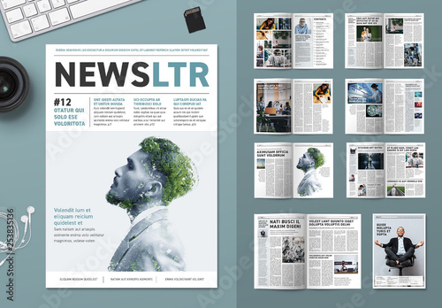 Newsletter or Magazine with Teal Accents. Buy this stock template and ...