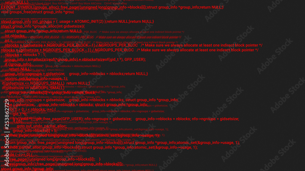 Red screen coding hacker concept animation with glitch. Programming code typing error. Big data ...