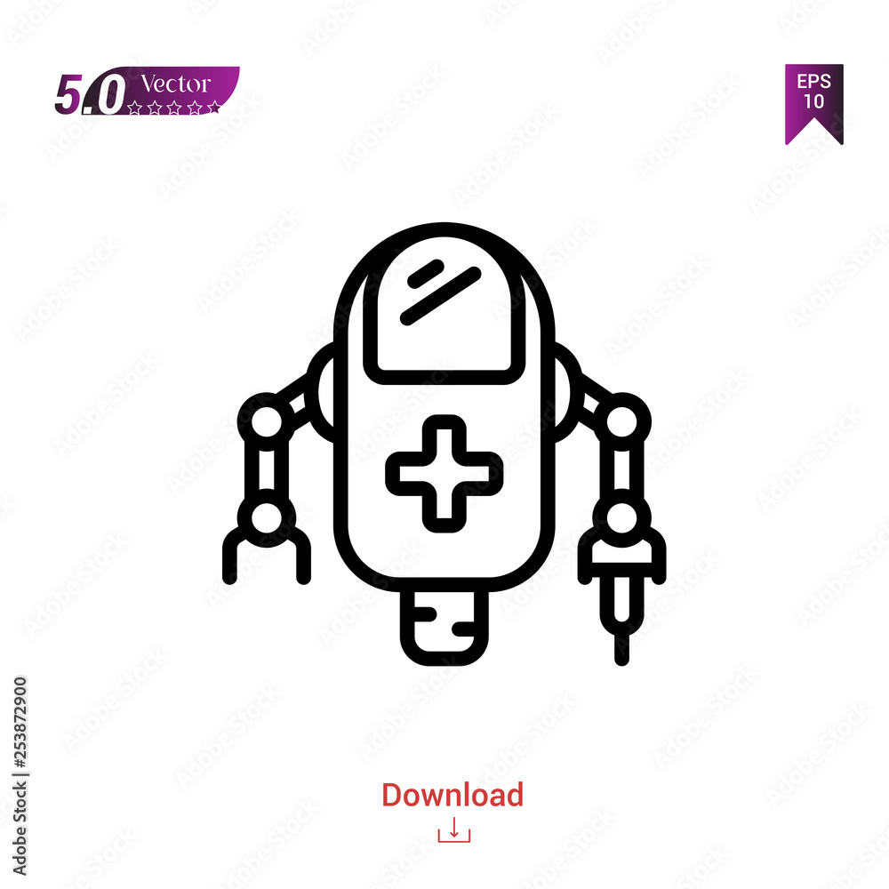 Outline robot icon isolated on white background. Line pictogram ...