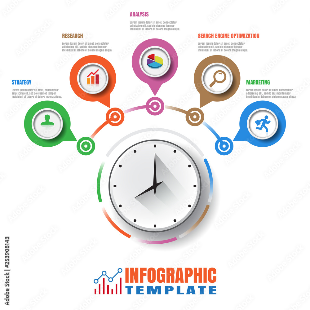 Business modern timeline infographic clock designed for template ...