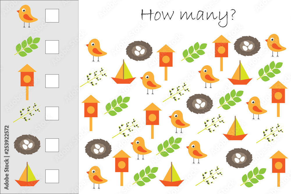 How many counting game withspring pictures for kids, educational maths ...