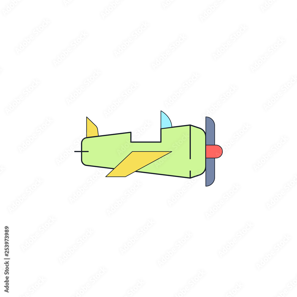 cartoon plane toy colored icon. Signs and symbols can be used for web ...