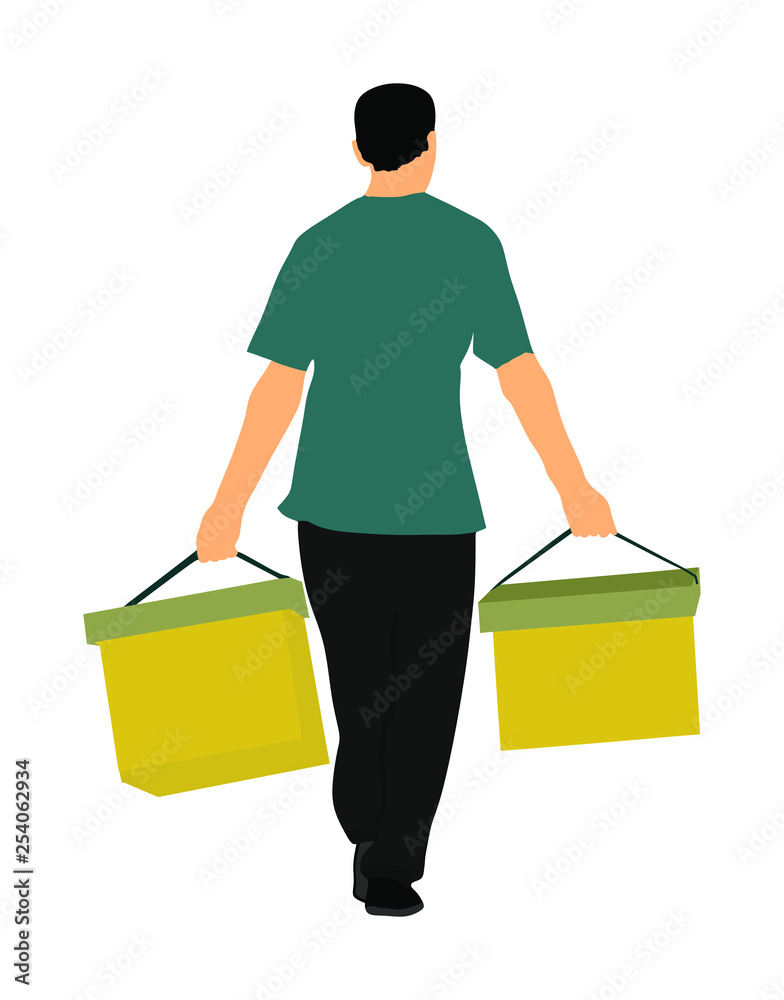 Worker carrying boxes vector illustration isolated on white background ...