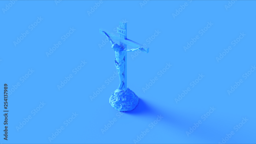Blue Jesus Christ on the Cross with a Crown of Thorns Jesus of Nazareth ...