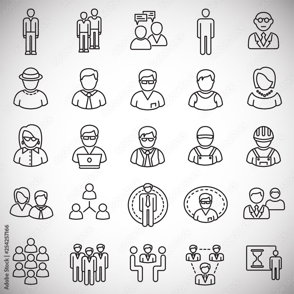 Person icons set on white background for graphic and web design. Simple ...