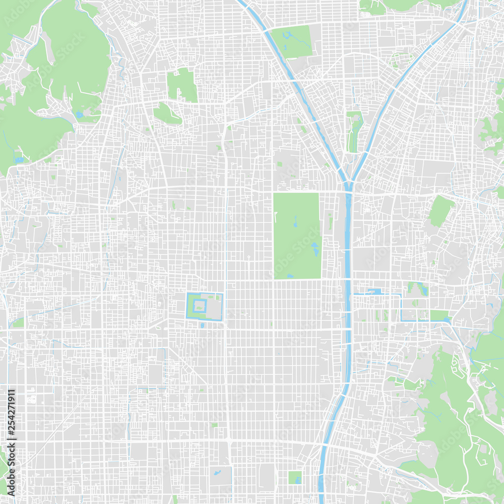 Downtown vector map of Kyoto, Japan Stock Vector | Adobe Stock