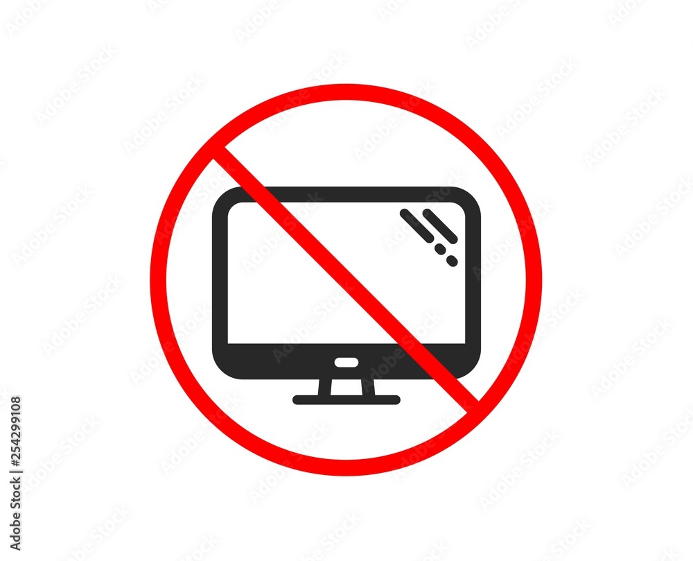 No or Stop. Computer icon. PC component sign. Monitor symbol ...