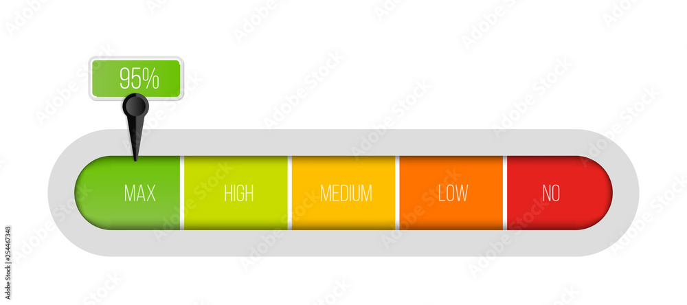 Creative vector illustration of level indicator meter with percentage ...