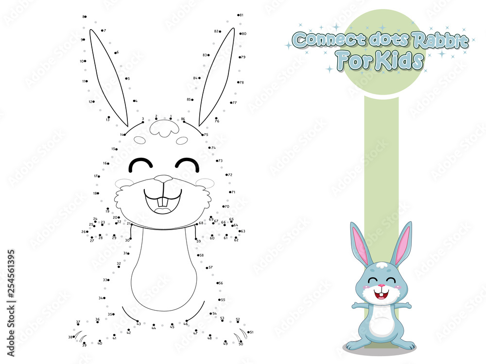 Connect The Dots and Draw Cute Cartoon Rabbit. Educational Game for ...