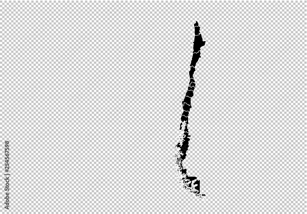 chile map - High detailed Black map with counties/regions/states of ...