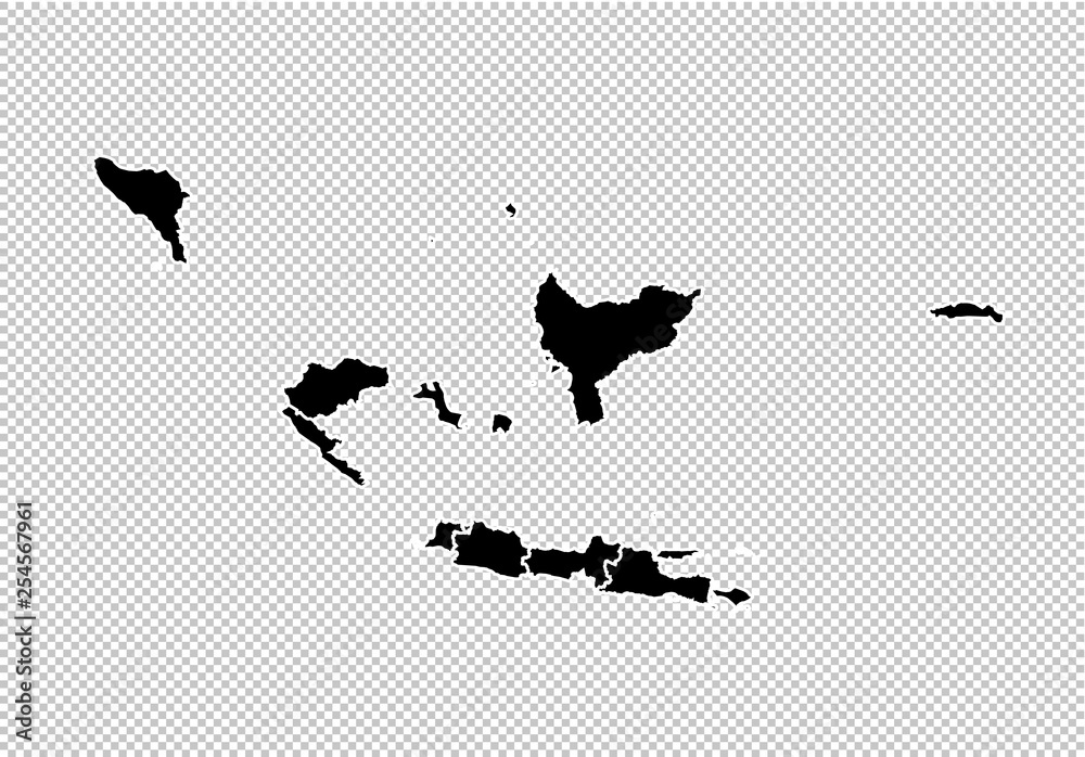 indonesia map - High detailed Black map with counties/regions/states of ...