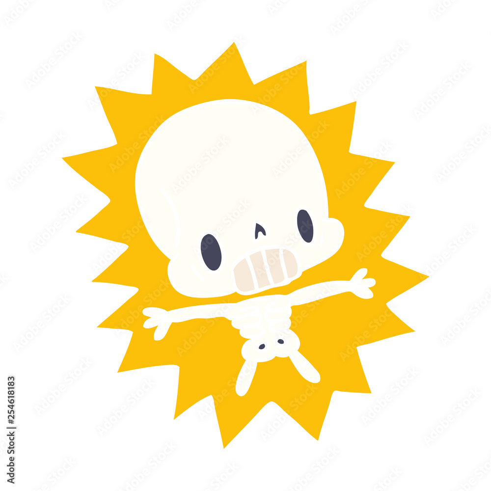 cartoon kawaii electrocuted skeleton Stock Vector | Adobe Stock