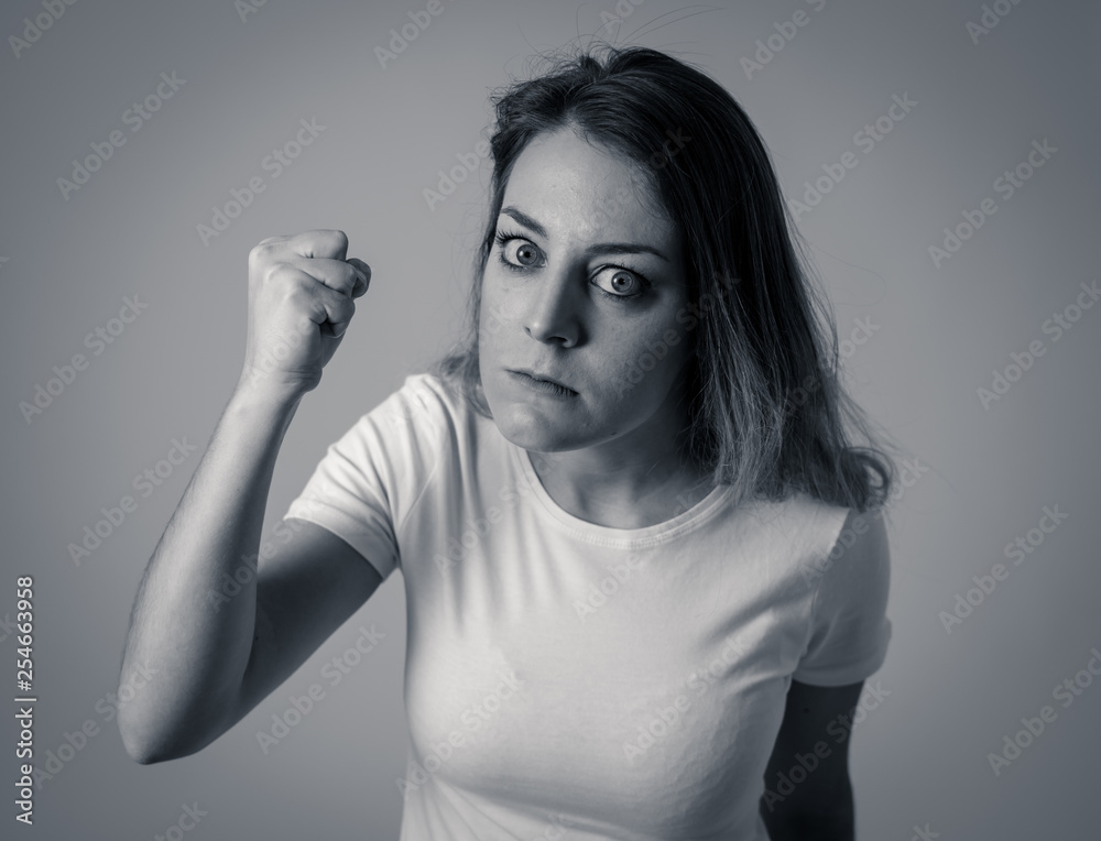Human expressions and emotions. Desperate young attractive woman with ...