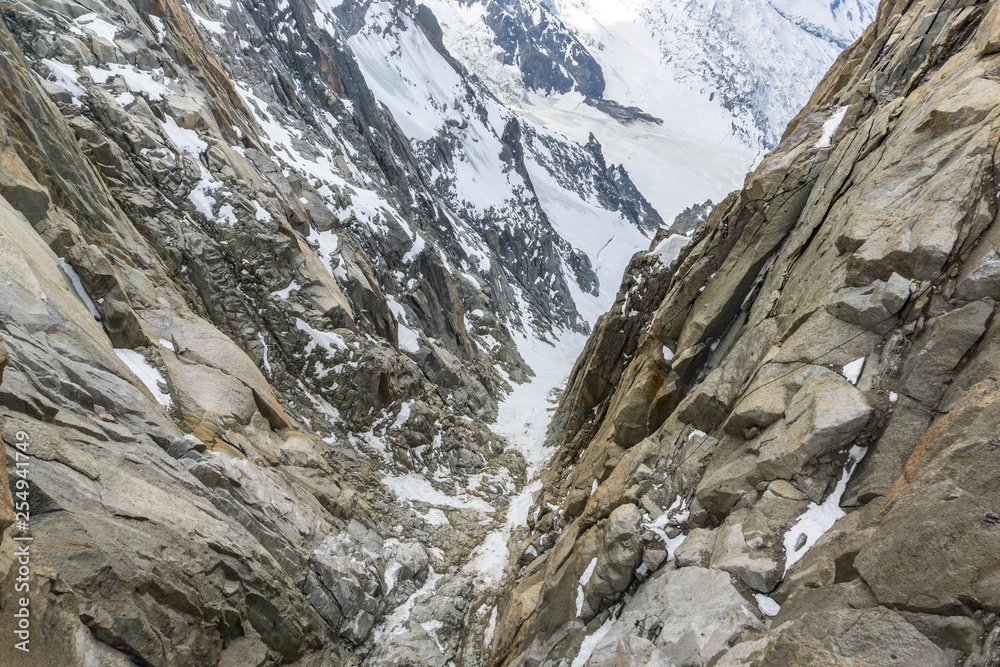 Snow and rocks in the upper parts of the Mont Blanc massif. Stock Photo ...