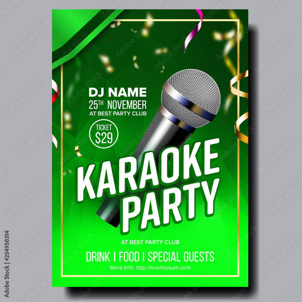 เวกเตอร์ Stock Karaoke Poster Vector. Retro Concert. Karaoke Club ...