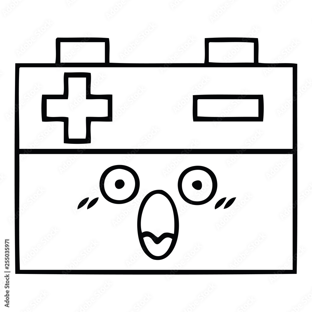 line drawing cartoon car battery Stock Vector | Adobe Stock