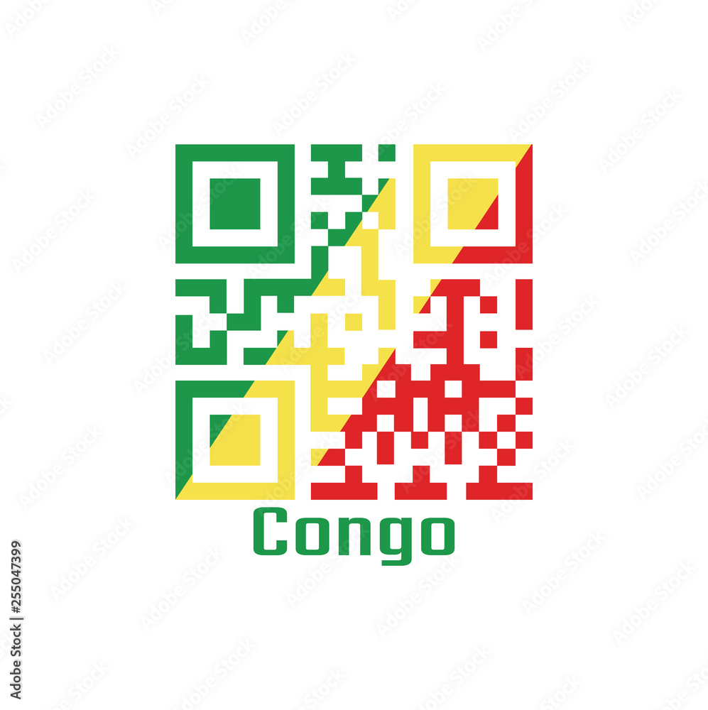 QR code set the color of Congo flag. A diagonal tricolor of green ...