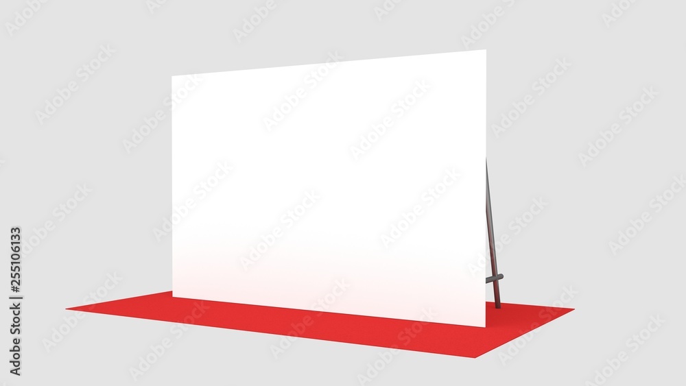 Backdrop, press banner 2x3 meters with red carpit. 3d render template ...