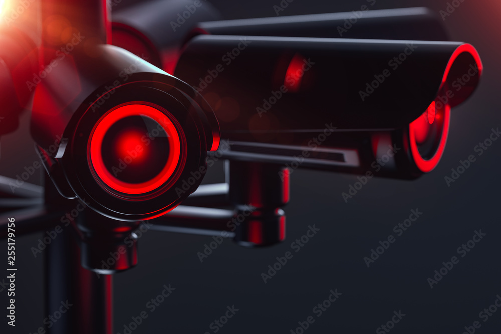 Pylon with cctv cameras and surveillance security system. Living in ...