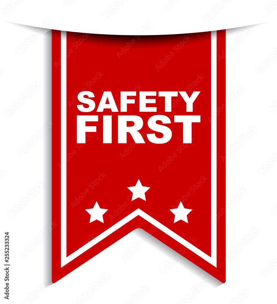 red vector banner safety first Stock Vector | Adobe Stock