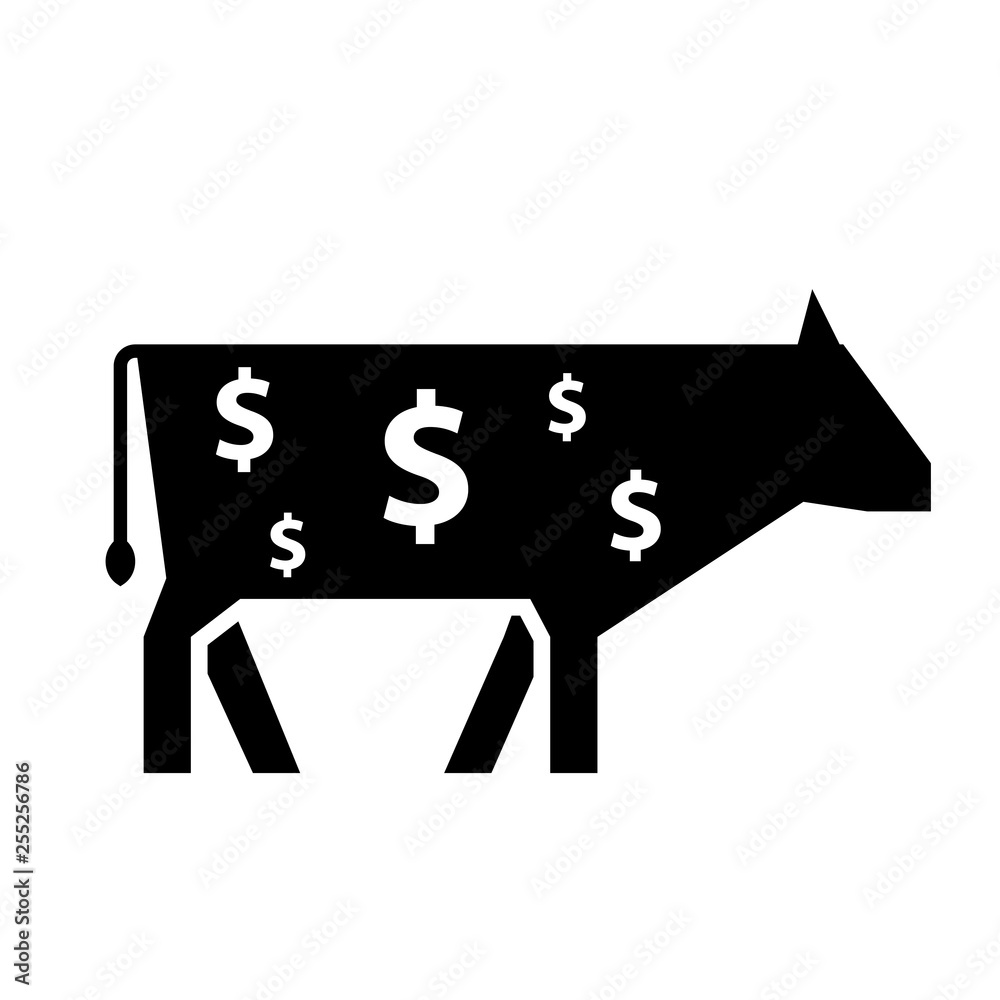 Cash cow silhouette icon. Clipart image isolated on white background ...